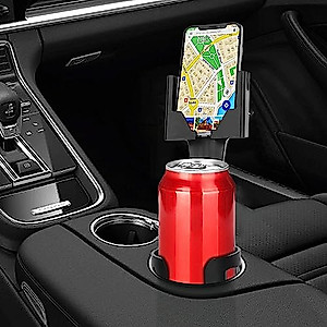 Cup Phone Holder for Car, Universal Adjustable Long Neck Phone Mount Cradle 2 in 1 Car Cup Holder Phone Mount Compatible with iPhone Samsung Google and All Smartphones Christmas/Birthday Gifts (Black)