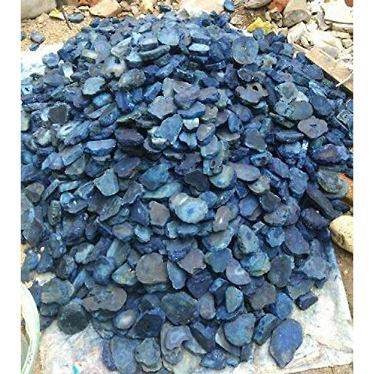 Blue Agate Stone Hexagonal Side Table Top, Blue Agate Stone Hexagonal Coffee Table Top, Centre Table Top, Hallway Table Top, Blue Agate Table Top - Furniture Agate - Gemstone, Piece Of Conversation