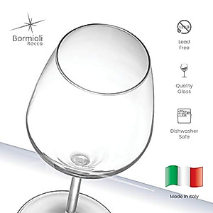 Bormioli Rocco 18oz Red Wine Glasses, Crystal Clear Star Glass, Laser Cut Rim For Wine Tasting, Elegant Party Drinking Glassware, Restaurant Quality (Set of 4)