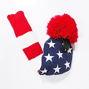 GOLTERS Kintted Golf Club Covers Golf Head Covers 3 PCS #1 Driver Cover and #3#5 Fairway Wood Headcover with Rotating Number