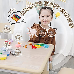 Syunoo Kids Table and Chairs Set, 49''x25'' Toddler Table and 4 Chairs Set, Height-Adjustable Toddler Desk for Boys&Girls Ages 2-8, Graffiti Child's Desk for Study Room, Classroom