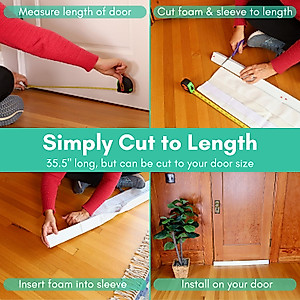 Absolute Living Triangular Door Draft Stopper - Snug and Flush Block Wind, Light, Dust, Noise Adjustable Bottom of Blocker 2'' Tall Under The Guard (35.5'' Cuttable), White
