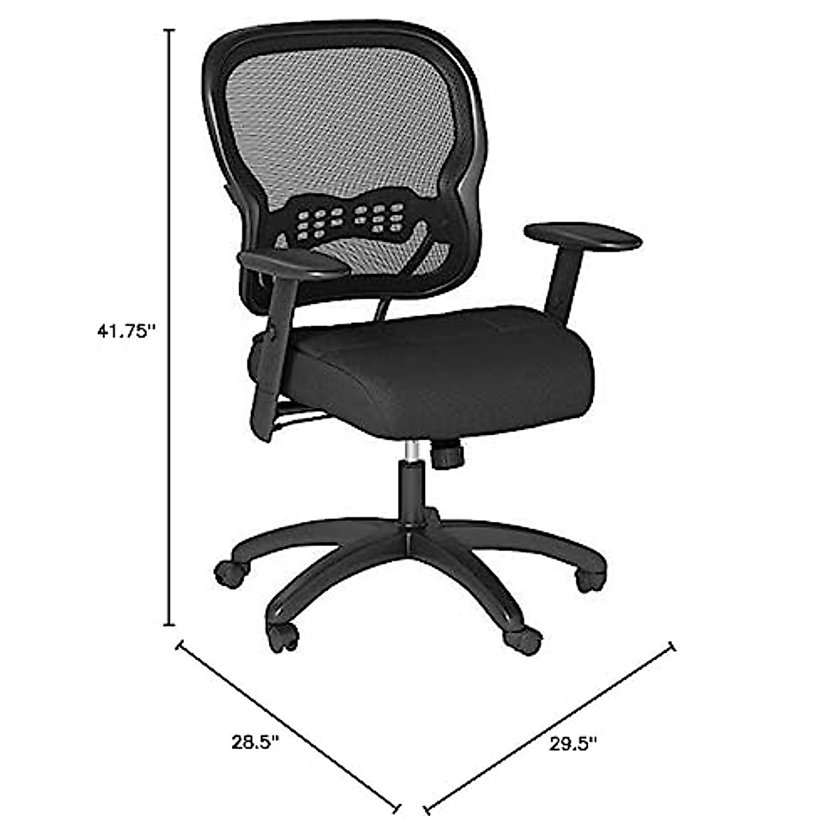HON Wave Office Chair Mid Back Mesh Ergonomic Computer Desk Chair - Adjustable Arms, Lumbar Support, Synchro-Tilt Tension Angle Lock Recline, Comfortable Cushion, 360 Swivel Rolling Wheels - Black
