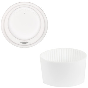 Nova Ceramics Tumbler Lid and Cup Sleeve Combo – Mug Cover Replacement, Silicone Lids for Cups Lid and Coffee Koozie, Reusable Silicone Coffee Sleeves for Mugs, White