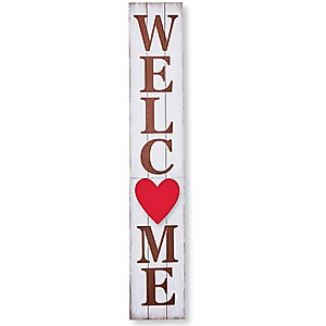 Collections Etc 8-Piece Vertical Multi-Season Wooden Welcome Sign Decor with Magnetic Backing - Seasonal Outdoor Home Decoration for Front Porch, Door, Wall - 46" x 8"