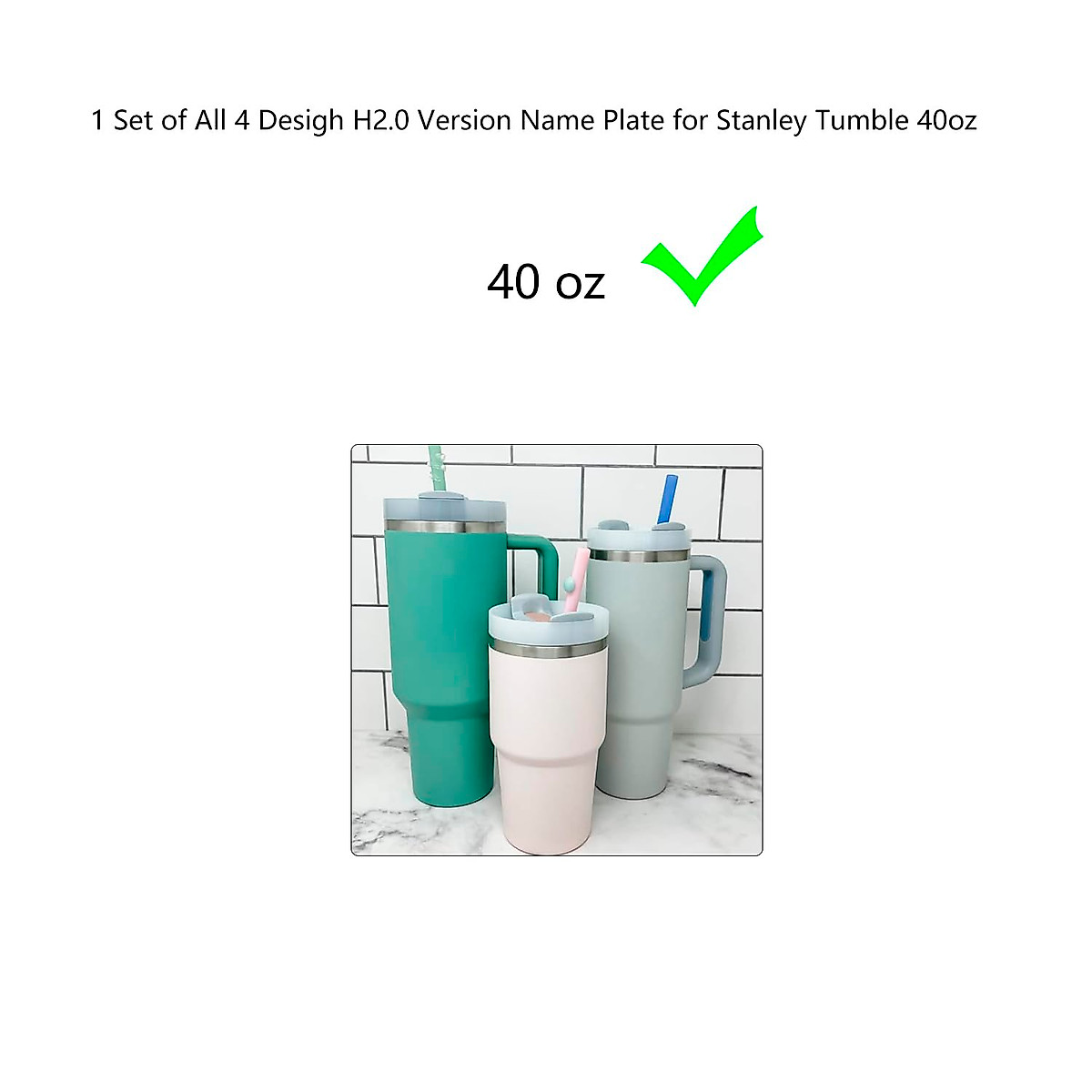 MOTAIN Acrylic Blank Name Tag Compatible for Stanley 20/30 Oz Tumbler,1 Set of All 4 Desigh H2.0 Version Name Plate for Stanley Tumble 20/30oz