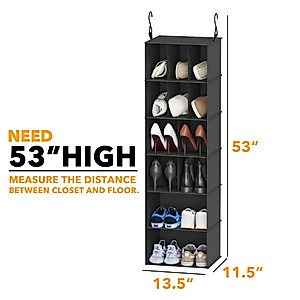 SpaceAid 2 Pack Hanging Closet Organizer and Storage with Dividers, 24 Compartments Hanging Shoe Shelves for Closet, Wardrobe, RV, Garment Rack - Black