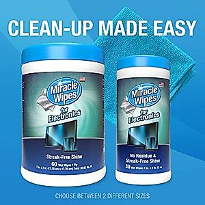 MiracleWipes for Electronics Cleaning - Screen Wipes Designed for TV, Phones, Monitors and More - Includes Microfiber Towel - (30 Count)