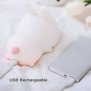 Dimanito Cute Kids Night Light Night Lamp Night Lights for Kids Bedroom Toddler Baby Portable Silicone Battery Led Nightlight Nursery (Cute Bunny)