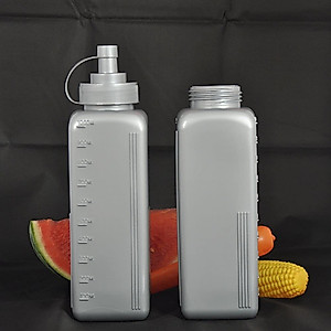 Square Plastic Large-Caliber Jam Jar Squeeze Bottle, Tomato Jam Salad Cream Sauce Bottle Oil Dispenser Kitchen Gadgets(transparent)