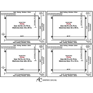 Amish Casual The Philly Amish Crafted Porch Swing Bed with Modern Backrest, Made in The USA from Kiln Dried Pine (Black Paint, Twin)