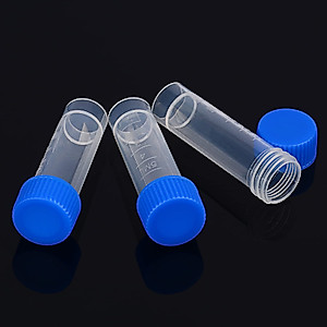 stonylab Graduated Cryogenic Tubes, 5 ml Free-Standing Polypropylene Cryogenic Storage Vials with Cap and Silicone Gasket, Pack of 100