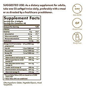 Solgar 1300 mg Omega 3-6-9, 120 Softgels - Fish Oil Supplement - Support for Heart, Joint & Skin Health - Includes Flaxseed & Borage - Contains EPA & DHA - Omega 3 Fatty Acids - 40 Servings