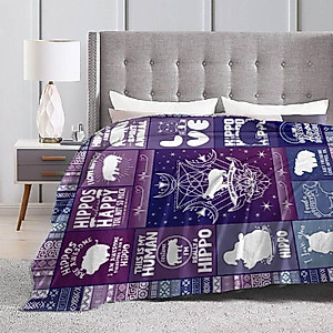 Homieblanket Hippo Blanket for Boys Girls, Cute Hippo Themed Design Printed Throw Blankets for Kids Lap, Chair Sofa, Warm Soft Cozy Blanket, 40"x 50"