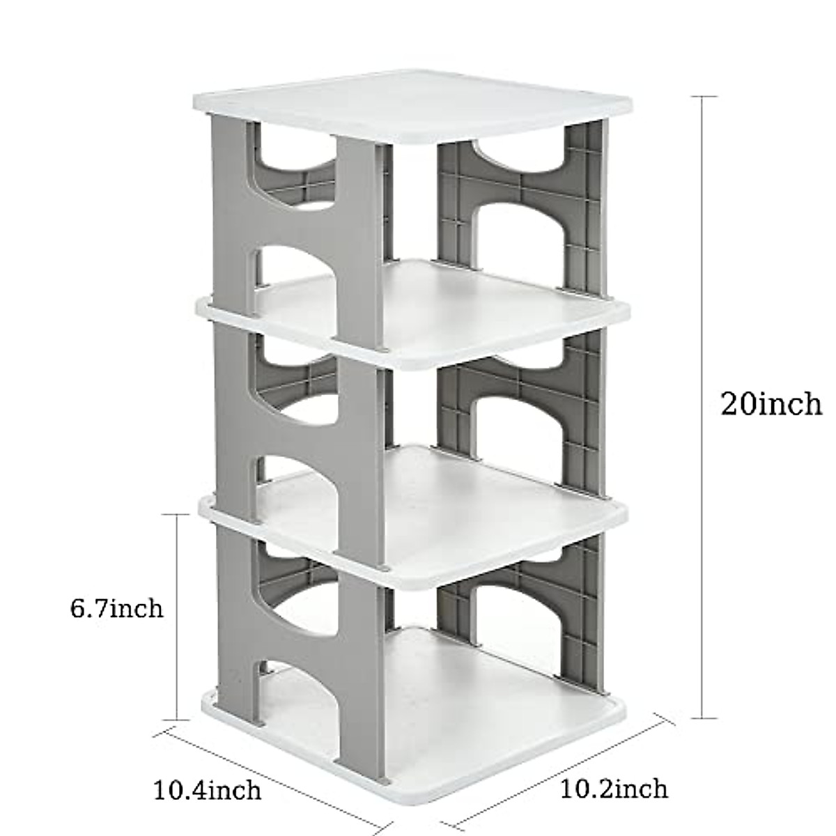 SDlumeiy 4 Tier Shoe Racks, Disassembled and Assembled Simple Shoe Racks, Shoe Organizer, Plastic Shoe Racks. White and Grey (White and Grey, 4tier)
