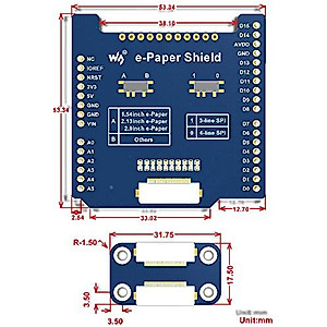 waveshare Universal e-Paper Raw Panel Driver Shield Board for Arduino/NUCLEO Supports Various SPI Interface e-Ink Raw Display Panels