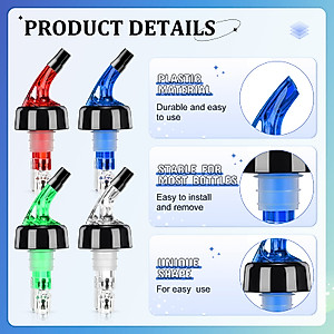 Automatic Measured Bottle Pourer Liquor Measure Pourer Quick Shot Dispenser 1.5 oz Measured Wine Pourers for Home Bar Kitchen Tools (White, Red, Blue, Green, 12 Pack)
