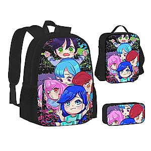 3-Piece Unisex Backpacks Set Including Travel Daypack, Lunch Tote Bag And Pencil Case Combination For Men Women