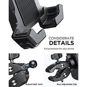JOYROOM Motorcycle Phone Mount, [Fastest Visualize Lock][150mph Wind Anti-Shake] Bike Phone Holder with Easy Install Handlebar Clamp, fits for Bicycle Scooter ATV/UTV, Fit for iPhone & All Phones