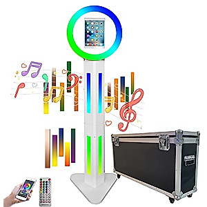 HITUGU Portable Photo Booth for iPad Pro 11'' 3rd/2nd/1st Generation Selfie Station Machine Metal Shell with Software,RGB Ring Light,Music Sync RGB Light Box,Remote Control,Flight Case for Parties