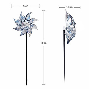 Hausse 10 Pack Reflective Pinwheels with Stakes, Extra Sparkly Pinwheel for Garden Decor, Bird Devices Deterrent to Scare Birds Away from Yard Patio Farm