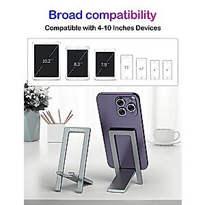 Cell Phone Stand for Desk,Adjustable Phone Stand Holder,Foldable Desk Phone Mount Stand Holder Compatible with All Mobile Phones,Portable iPhone Stand/Dock/Cradle,Versatile Phone Stand(Flat-Small)
