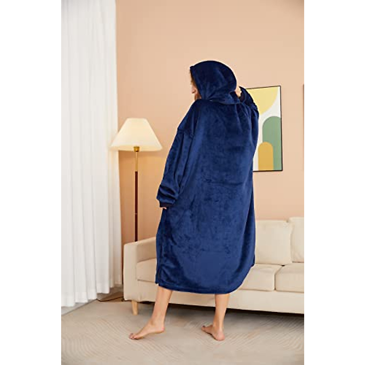 Oversized Wearable Hoodie Blanket Sweatshirt for Adult and Child, Large Pocket Super Thick Warm and Cozy Blanket Hoodie for Women and Men, Fleece Blanket with Comfy Sleeves