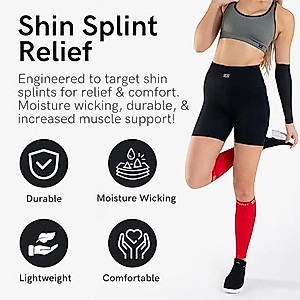 Zensah Running Leg Compression Sleeves – Shin Splint, Calf Compression Sleeve, Made in USA for Sports, Travel, Men and Women (Black, Small/Medium)