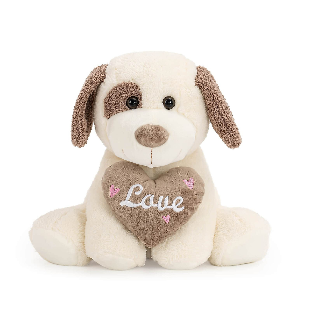 MODIFYI Plush Toys, Gift Toy, Huggable Dog Stuffed Animal Toy, Hugging A Heart-Shaped Toy, Soft and Lovely Plush Puppy, Washable, Suitable for Newborns, Toddlers, Kids, Multi, Beige, 9"