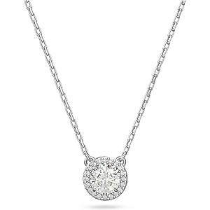 SWAROVSKI Constella Pendant Necklace with Clear Circle Cut Crystals on a Rhodium Finish Setting, Part of the Constella Collection