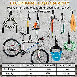 REMIAWY Garage Hooks Heavy Duty, Steel Utility Garage Storage Hook 6 Pack, Wall Mount Double Tool Hangers with Anti-Slip Coating for Hanging and Organizing Ladder Bike, Garden Tools, Bulk Items