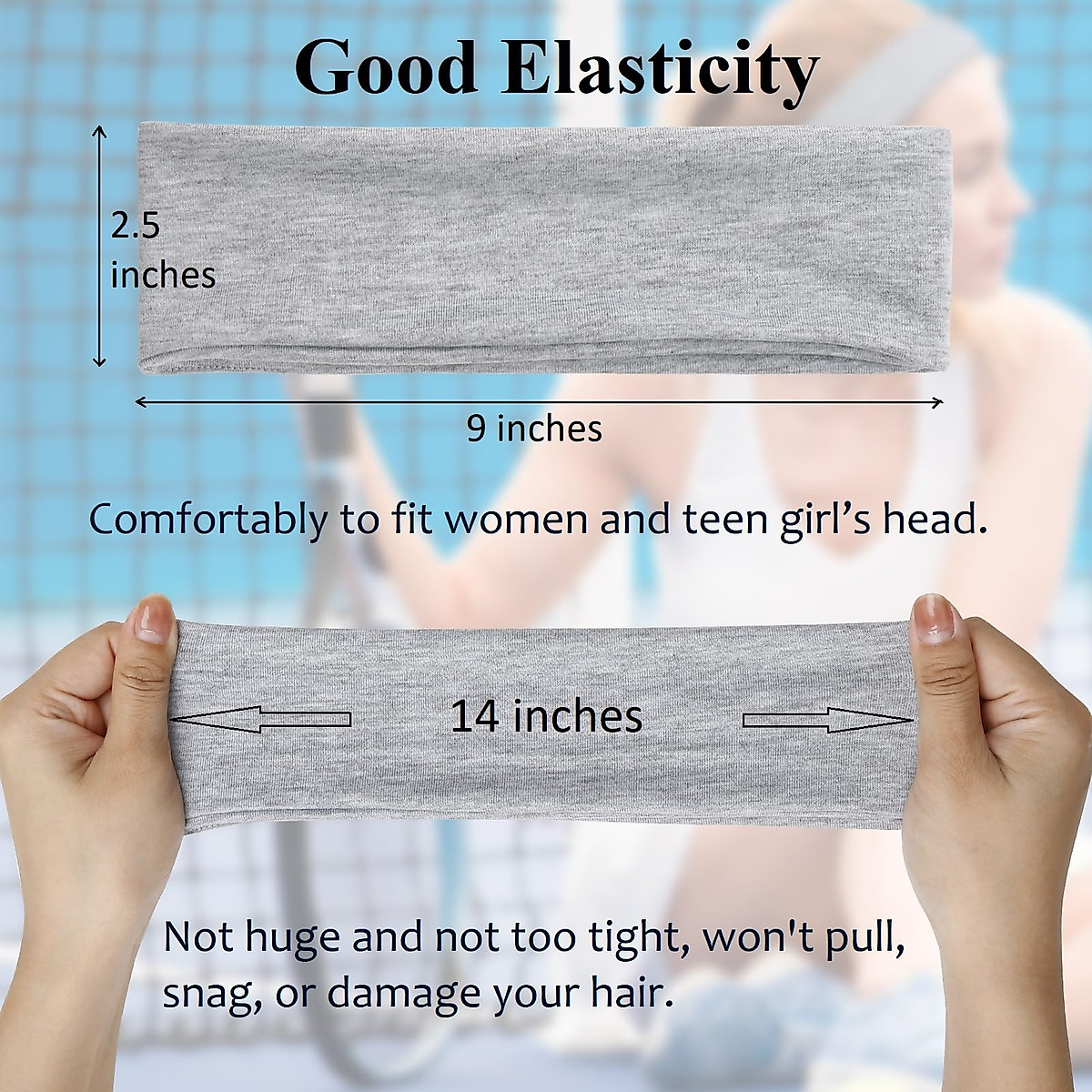 Trendy Non-Slip Headbands Set for Women - 7PCS Elastic Soft Thick Cotton Cloth Headbands for Yoga, Running, Workout, and Sports