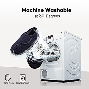 LongBay Men's Memory Foam Diabetic Slippers Comfy Warm Plush Fleece Arthritis Edema Swollen House Shoes (12, Navy Blue)