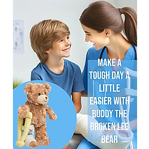 Jolitee Recovery Bear Gifts for Kids and Adults, Teddy Broken Arm Broken Leg, Get Well Stuffed Animal Teddy Bear with Left or Right Arm Cast Sling 10.5 inches (Broken Leg Teddy Bear)