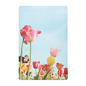 Tulip Flower Baby Crib Sheets Soft Toddler Bed Sheets Breathable Mattress Cover Crib Mattress Sheet for Boys Girls Nursery Stroller Crib Mattress, 39 * 27 * 5in