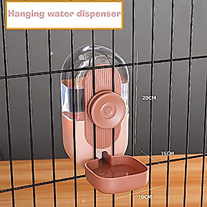 Hanging Cage Automatic Water Dispenser Small Pets Feeder Drinking Set, Feeder and Water Dispenser for Small Dogs Cats Rabbit Pets Small Animals (Pink)