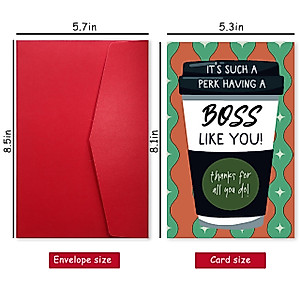 Funny Coffee Appreciation Boss Day Card for Boss Lady, Heartfelt Thank You Boss Card for Best Boss Leader, Thanks For All You Do