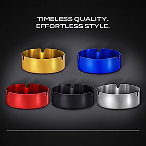 roygra Ashtray 2 Pack, Metal Ashtray - Black, Medium Size (3.15 x 3.15 x 1.3’’)