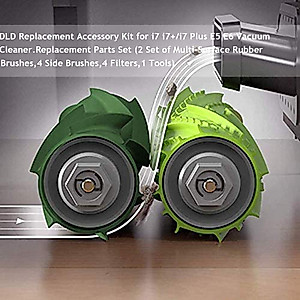 DLD Replacement Accessory Kit for iRobot Roomba i7 i7+/i7 Plus E5 E6 Vacuum Cleaner.Replacement Parts Set (2 Set of Multi-Surface Rubber Brushes,4 Side Brushes,4 Filters,1 Tools)