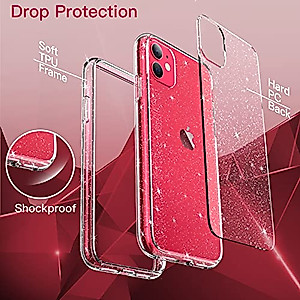 JETech Glitter Case for iPhone 11, 6.1-Inch, Bling Sparkle Shockproof Phone Bumper Cover, Cute Sparkly for Women and Girls (Clear)