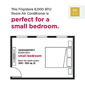 Frigidaire GHWQ123WC1 Inverter Quiet Temp Room Air Conditioner, 8,000 BTU with Wi-Fi Connected, Energy Star Certified, Easy-to-Clean Washable Filter, in White