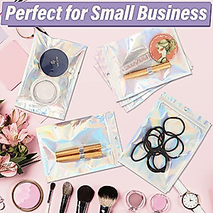 100 Pieces Resealable Holographic Bags-5.5x7.9''smell proof Foil Pouch Bags, Ziplock Bags for Party Favor Food Storage