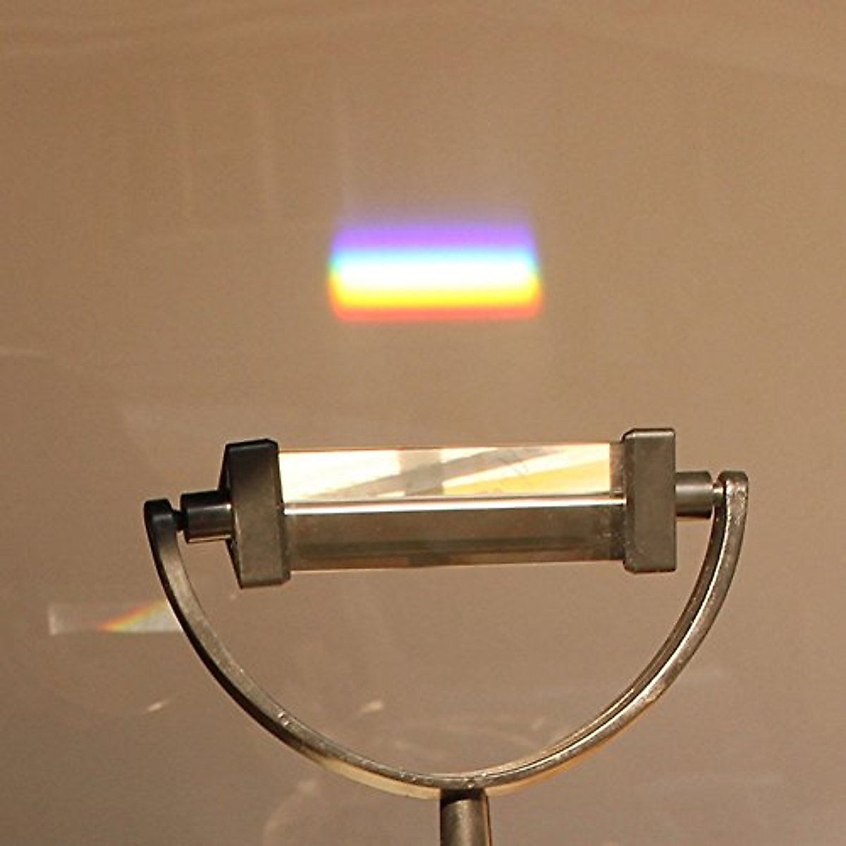 Optical Glass Triangular Prism with Stand for Teaching Light Spectrum Physics and Photo Photography Prism
