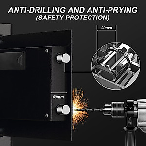 Tenamic Fireproof Safe Box 0.8 Cuft Electronic Digital Security Box, Keypad Small Lock Box Cabinet Safes with Internal Light, Solid Alloy Steel Office Hotel Home Mini Safe with 2 Passwords, Black