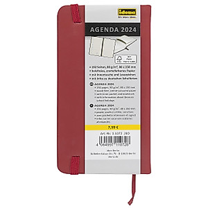 Idena 11072-2024 Appointment Diary, 80 x 150 mm, Slim Dark Red, 192 Pages, 1 Week on 1 Page, Agenda, Weekly Planner, Soft Touch Cover