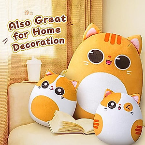 Officygnet Cat Plush Toy, Set of 3 Cute Cat Stuffed Animals Plushies, Kawaii Soft Cat Plush Pillow for Kids Girls, Perfect Christmas Birthday Gifts
