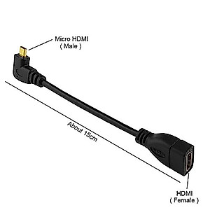ChenYang Micro HDMI Male to HDMI Female 4K60hz HDTV 90 Degree Left Angled Cable Adapter for Displays Monitor Camera 10cm