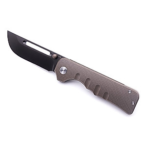 AMEIGHT KNIVES Elgar Folding Knife 3.5" Black PVD S90V Blade Bronze Anodized Titanium Handle Pocket Knife AM8-004BN