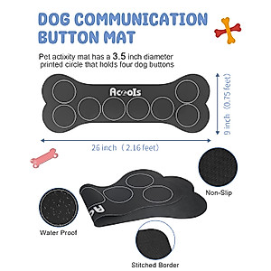 Dog Buttons for Communication, 8 Pcs Dog Talking Button Set, 30s Recordable Voice Pet Buzzer Training Buttons, Speaking Button for Dogs with Waterproof Anti-Slip Dog Button Mat and 24 Scene Stickers