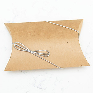 50pcs Kraft Pillow Boxes with 50pcs Silver Elastic Ties - Jewelry Packaging - Gift Card Holder - Soap Packaging - Small Gift Box, Wedding Favors